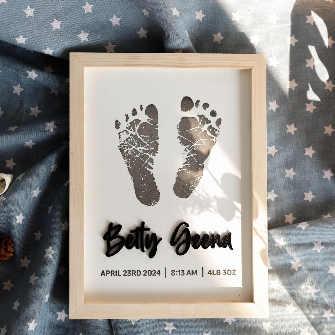 Engraved Footprint Wood Sign, Baby First Birthday Keepsake, Baby ...