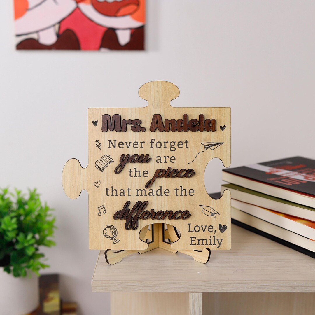 Personalized Teacher Puzzle Piece Wooden Sign, Teacher Back to School ...