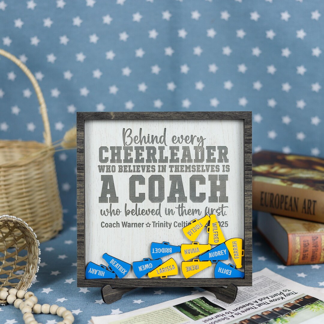Personalized Cheer Coach Appreciation, Megaphone Cheerleading Wood Sign ...