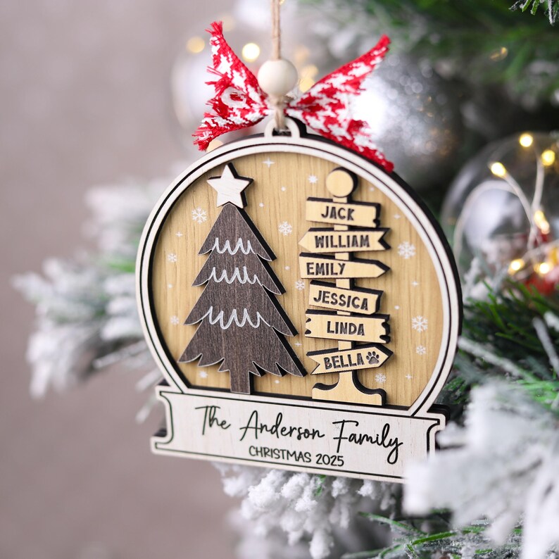 Personalized North Pole Family Ornament, Custom Family Member Names ...