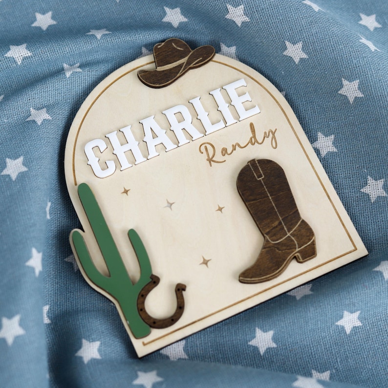 Cowboy Newborn Photo Props, Arched Wild Western-themed Nursery Name ...