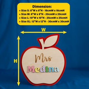 Custom Teacher Apple Name Plate, Teacher Desk Name Sign, Teacher ...
