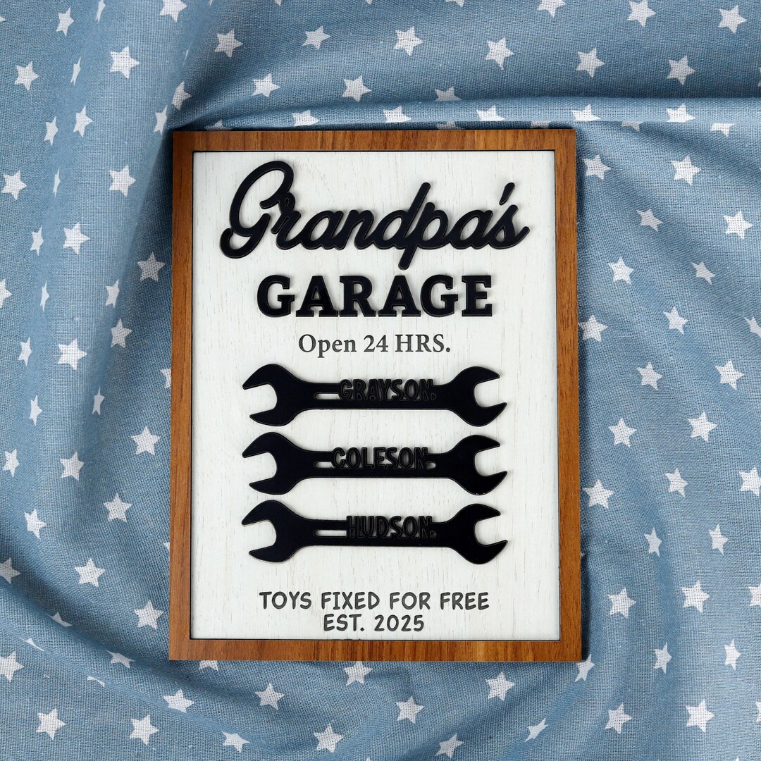 Grandpa's Garage Sign, Grandpa Sign With Grandkids Name, Gift From ...