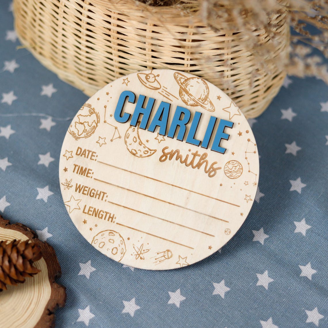 Space Theme Baby Birth Stats Keepsake, Birth Announcement Sign, Outer ...