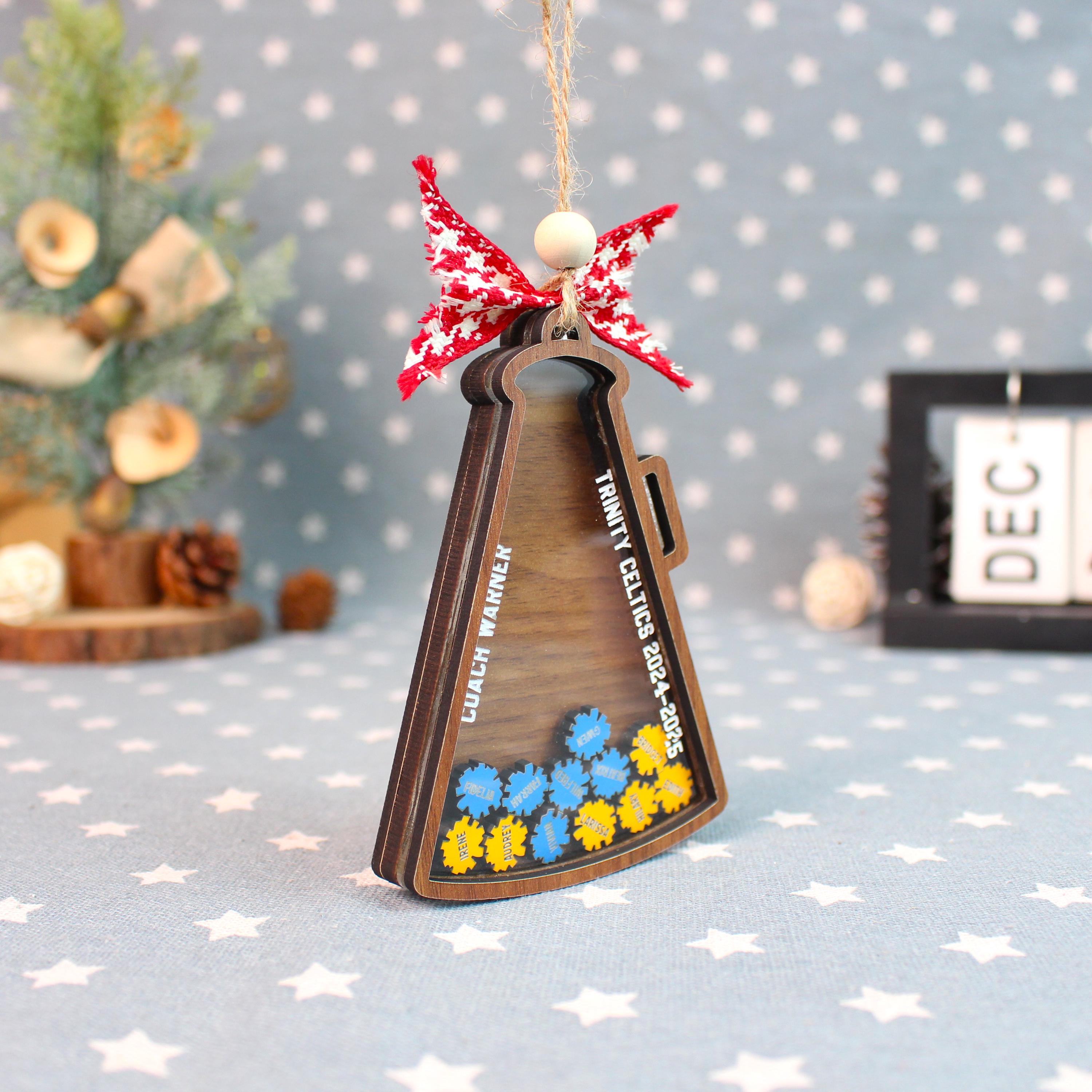 Personalized Cheer Team Christmas 4D Shaker, Cheer Coach Megaphone ...