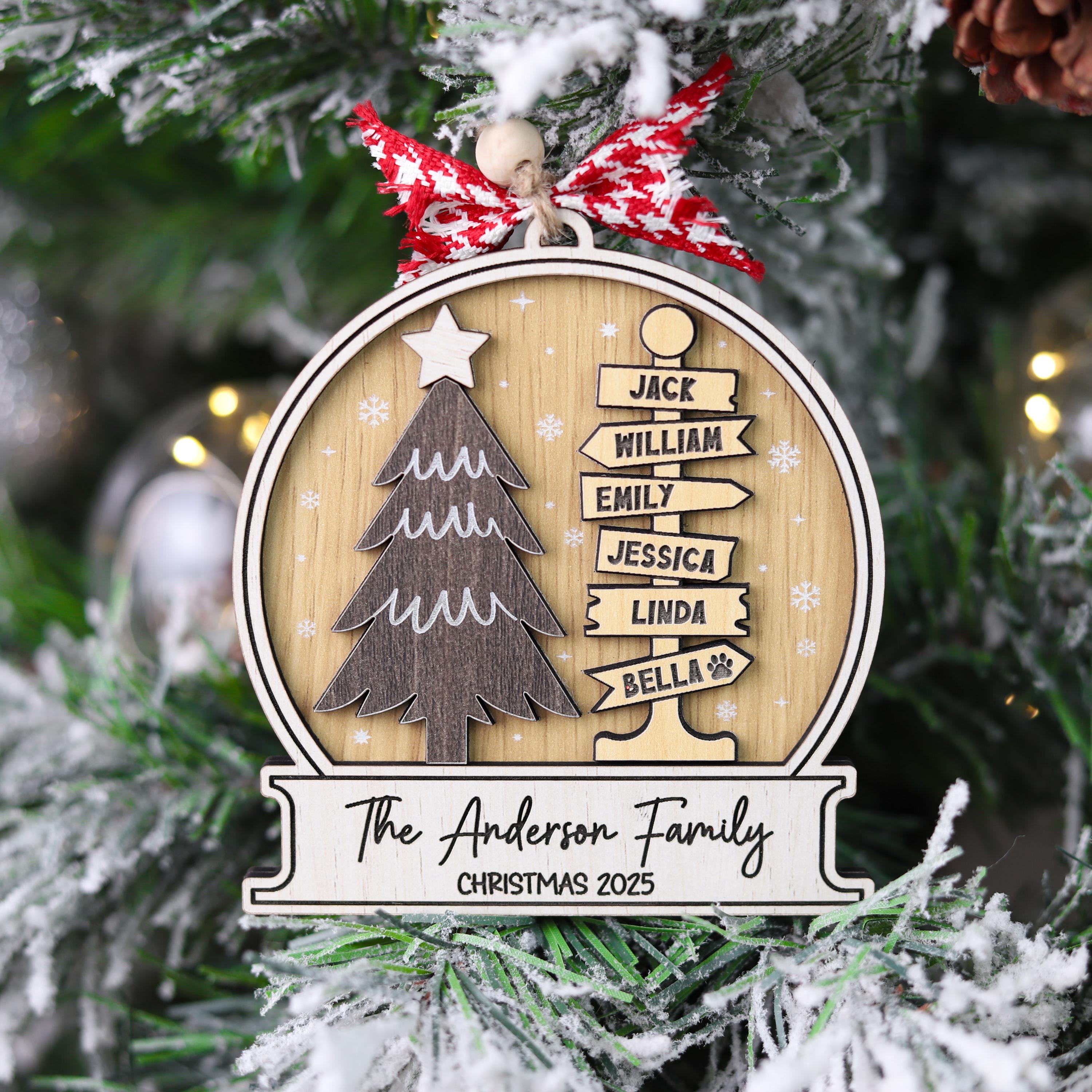 Personalized North Pole Family Ornament, Custom Family Member Names ...