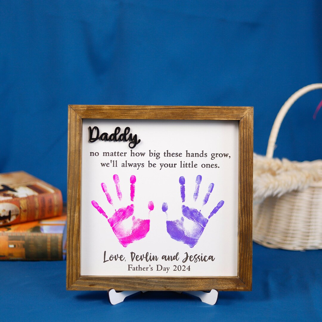 Personalized Dad Handprint Sign, Kids Handprint Keepsake, Kid Handprint ...