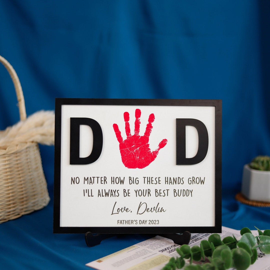 Best Dad Ever Customized Handprint Sign, Kids Handprint Keepsake for ...