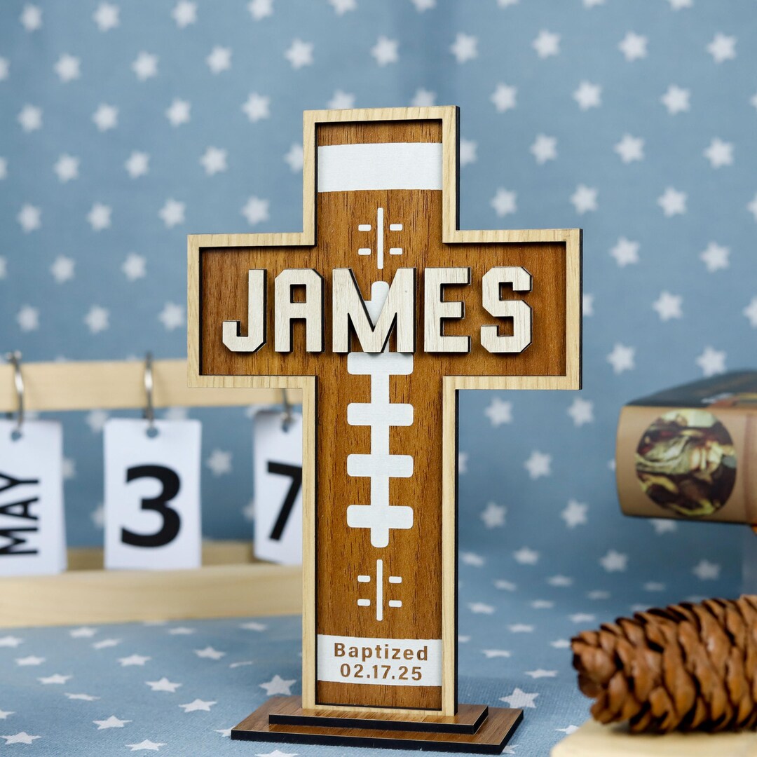 Football Baseball Cross, Christening Baptism Cross, First Communion ...