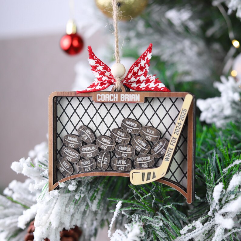 Ice Hockey 4D Shaker Personalized Ornament, Custom Coach Players Name ...