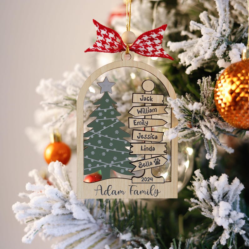 North Pole Family Ornament, Custom Grandkid Names Ornaments, Family ...