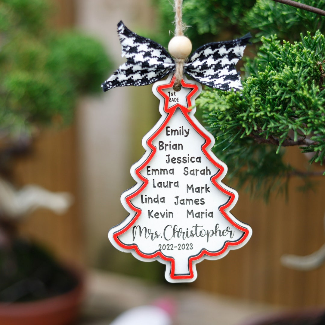 Teacher Gift Christmas Ornament, Custom Class List Teacher Ornament ...