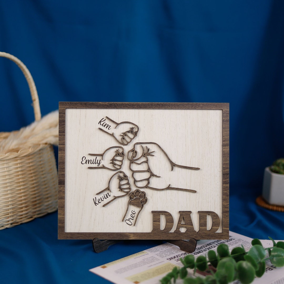 Personalized Dad & Kids Fist Bump Sign, Gift for Best Dad, Hands Down ...