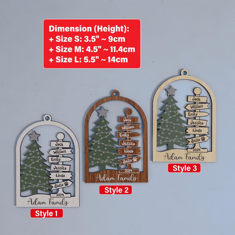 North Pole Family Ornament, Custom Grandkid Names Ornaments, Family ...