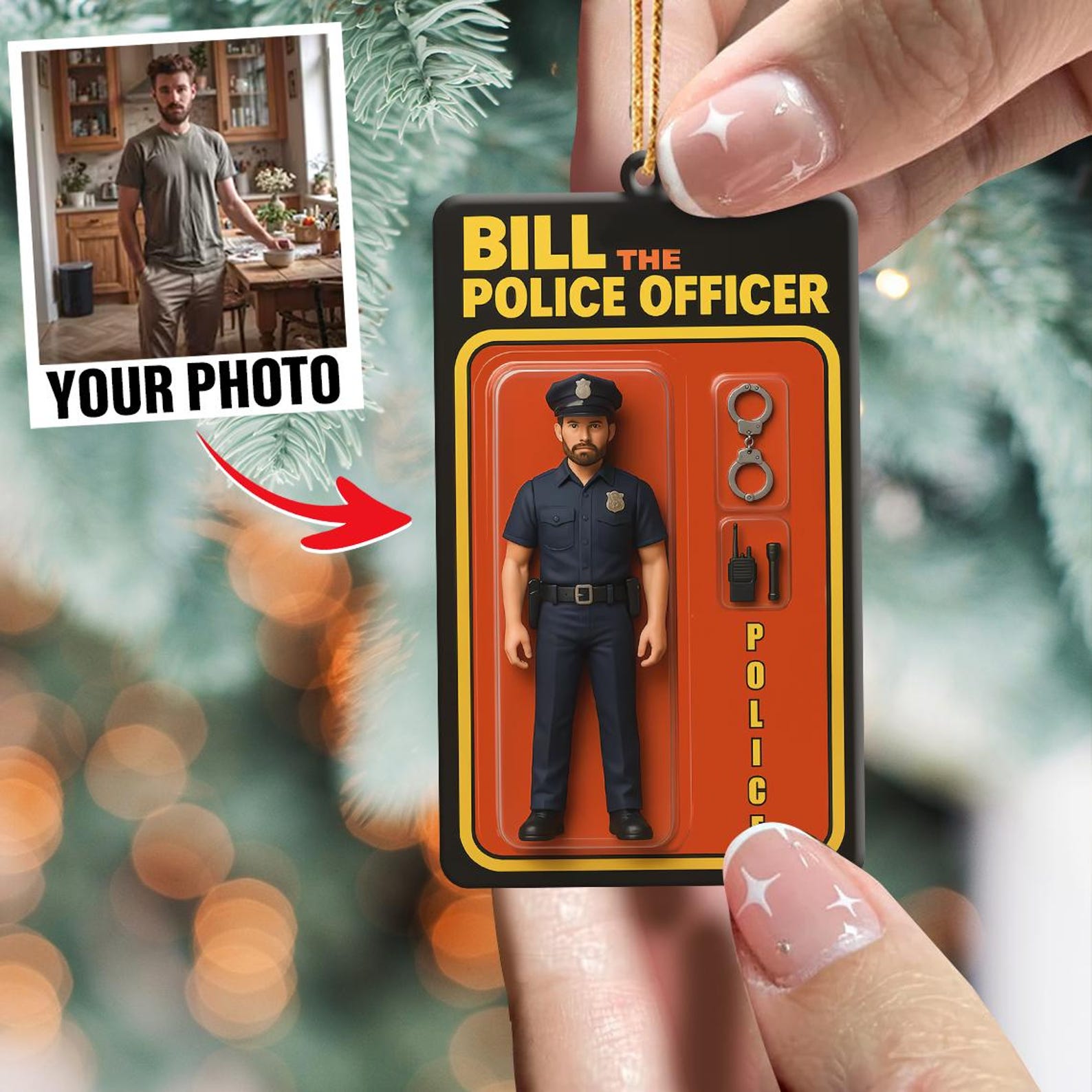 Personalized 2D Police Uniform Ornament, Custom Name Police Officer ...