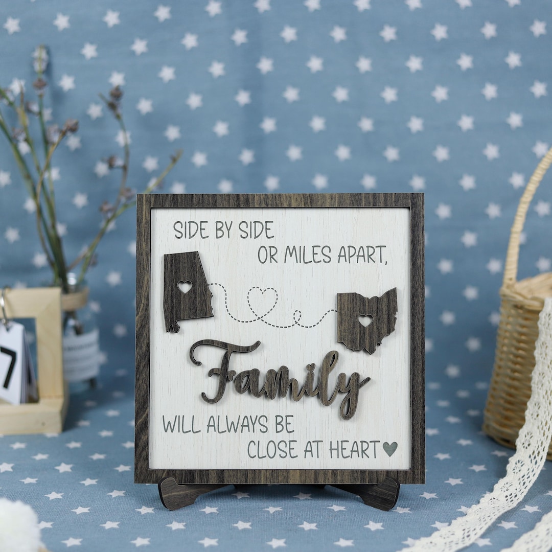 Custom Long Distance Family Sign, Two States Wood Sign, Long Distance ...