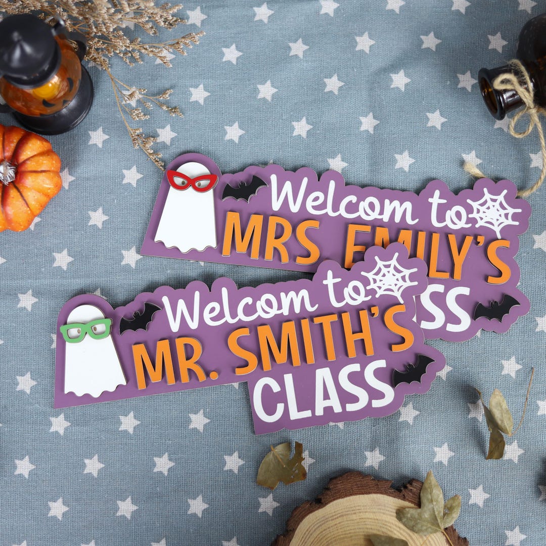 Personalized Teacher Halloween Doorframe, Sassy Ghost, Cute Ghost Door ...