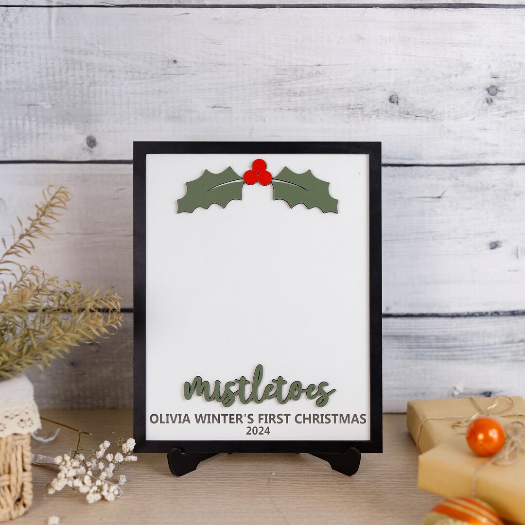 Mistletoes Baby Footprint Wood Sign, Mistletoe Craft for Baby's First ...