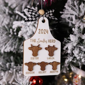 Cow Farm Ornament, Personalized Family Christmas Ornament, 3D Wood ...