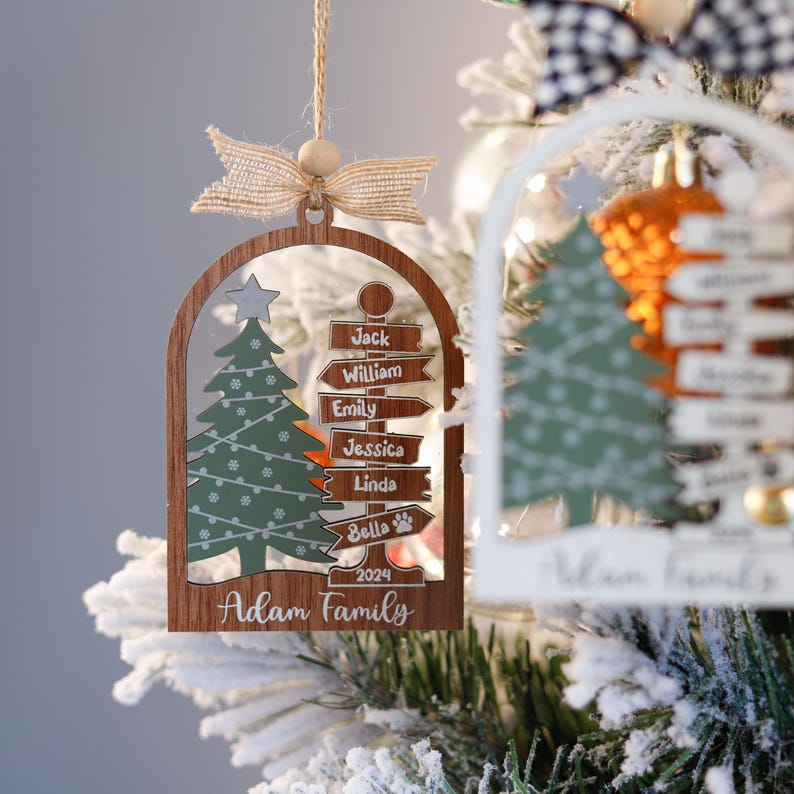 North Pole Family Ornament, Custom Grandkid Names Ornaments, Family ...