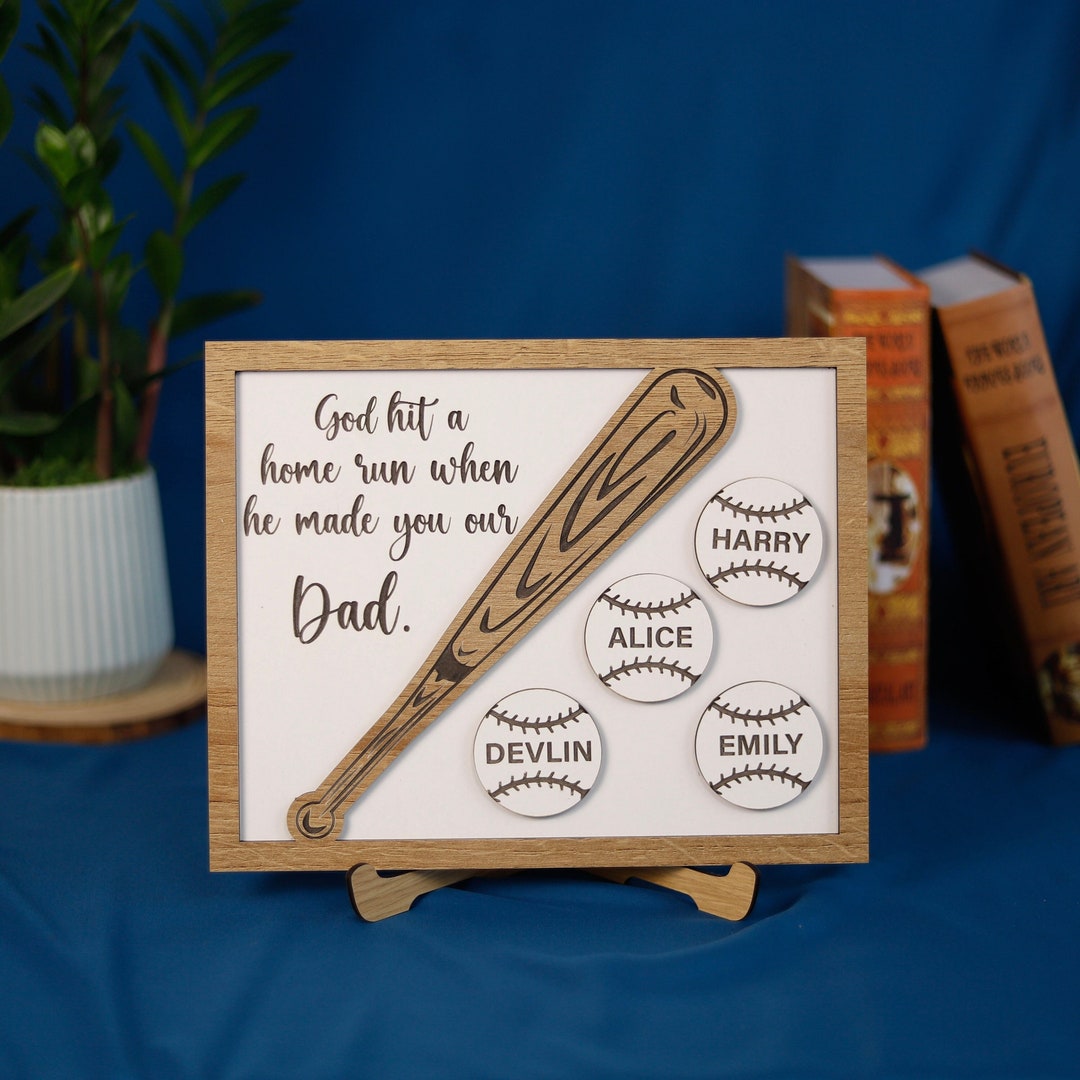 Baseball Dad Personalized Sign, Homerun Dad Wood Sign, Custom Fathers ...