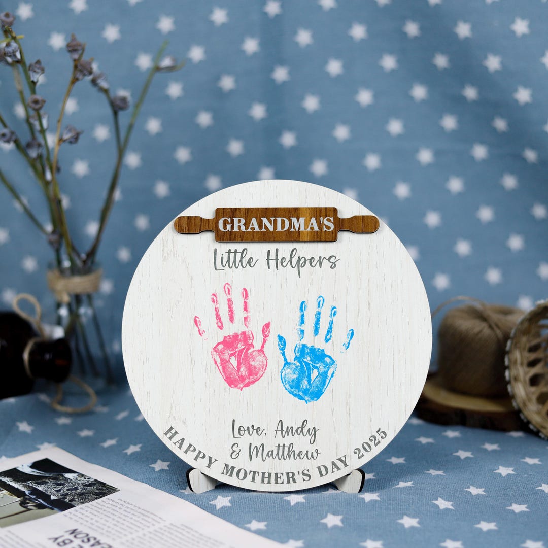 Grandkid DIY Handprint Sign for Grandma, Personalized Grandma Wood ...