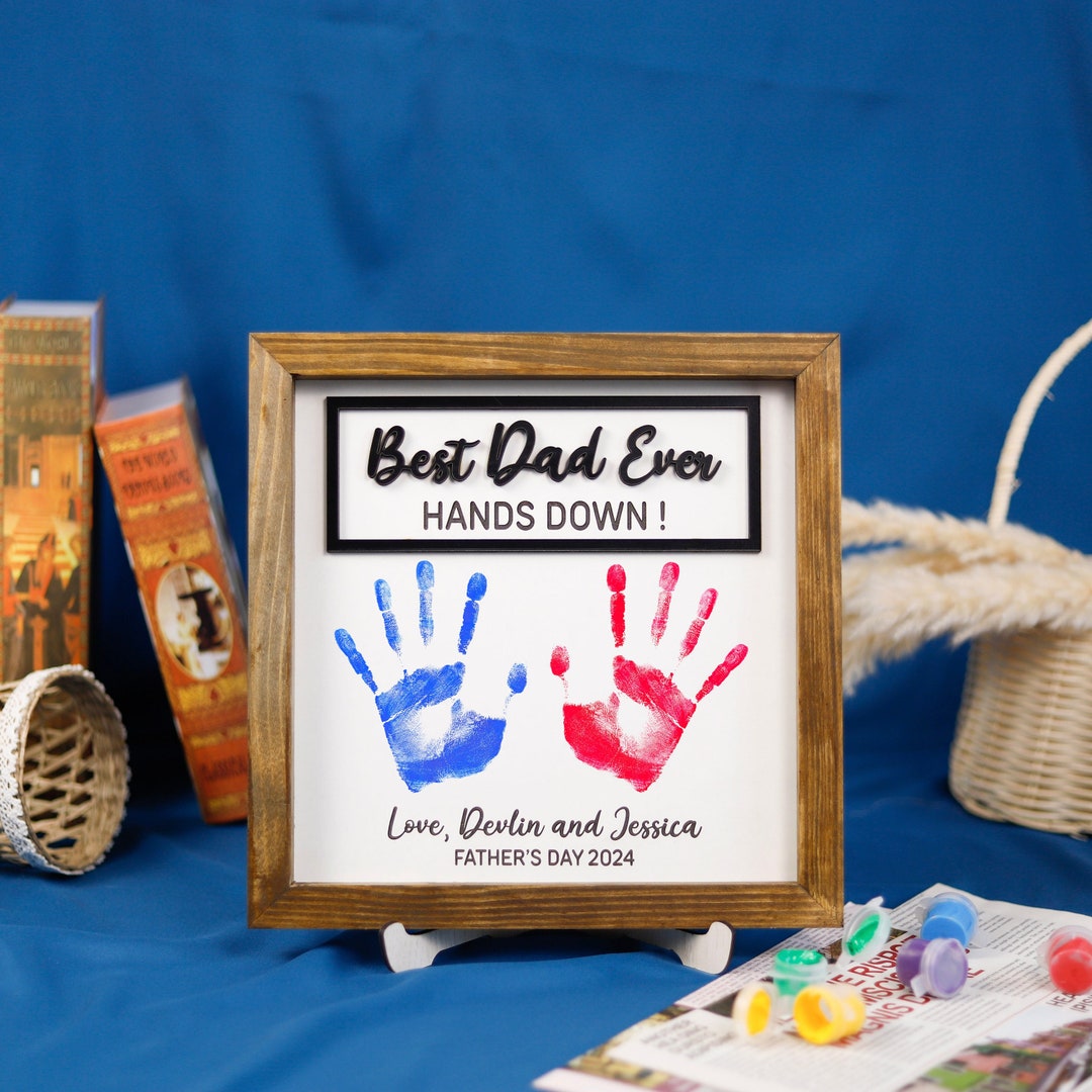 Dad Handprint Personalized Sign, Kids Handprint Keepsake, DIY Handprint ...