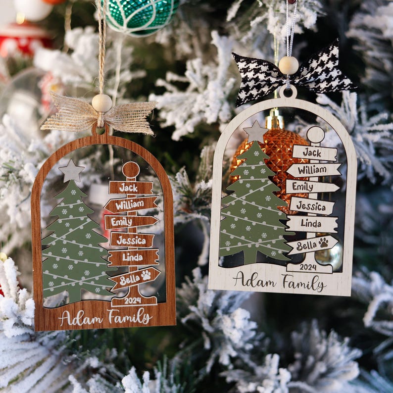 North Pole Family Ornament, Custom Grandkid Names Ornaments, Family ...