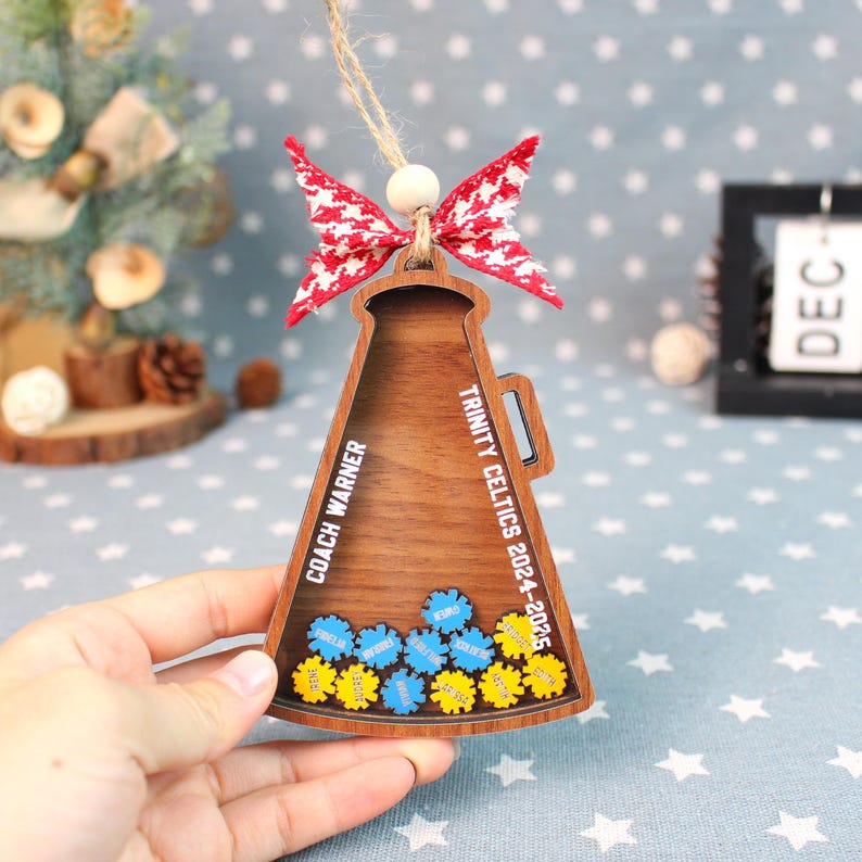 Personalized Cheer Team Christmas 4D Shaker, Cheer Coach Megaphone ...