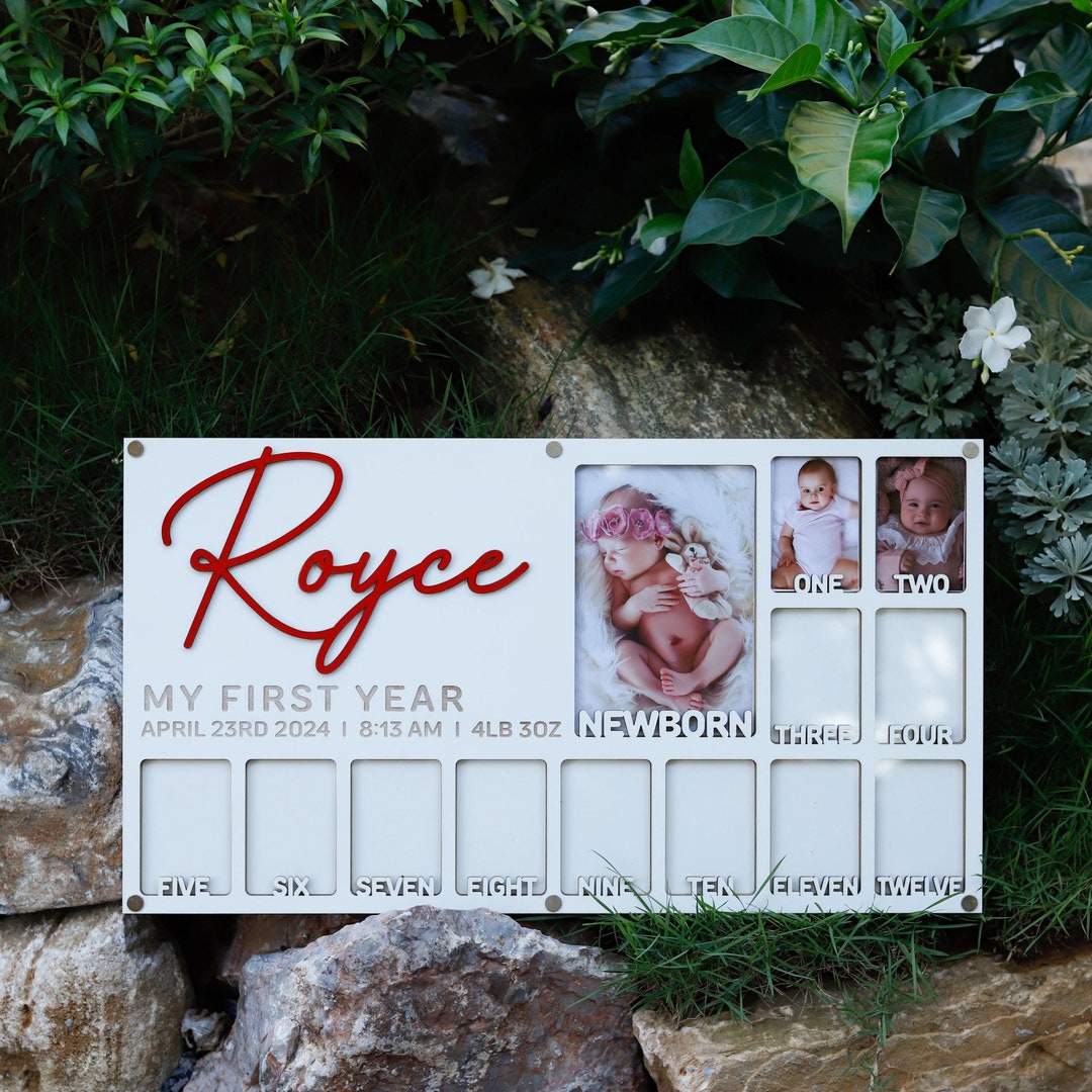 My First Year Picture Frame, Personalized Baby First Birthday Picture ...
