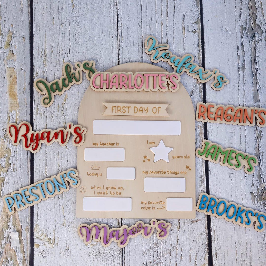 Personalized Kids Back to School Sign, Interchangeable First & Last Day ...