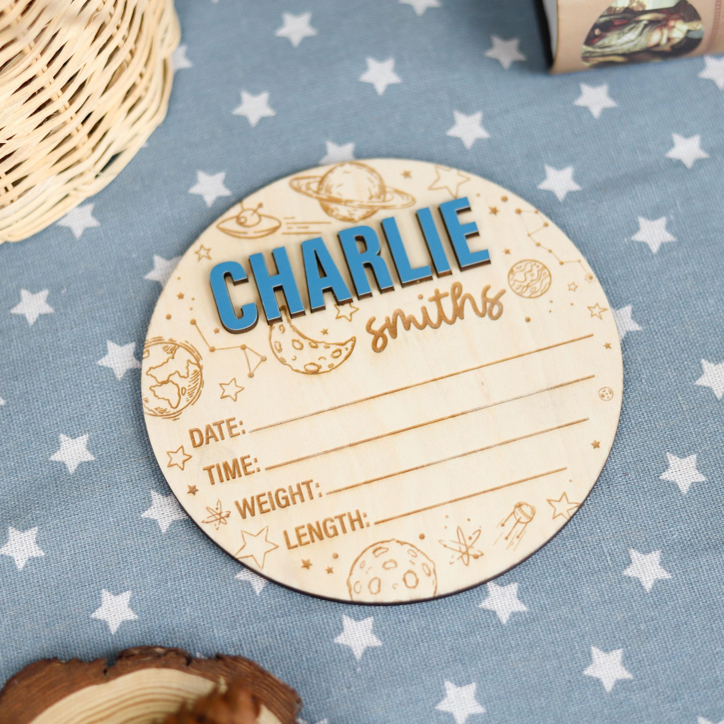 Space Theme Baby Birth Stats Keepsake, Birth Announcement Sign, Outer ...