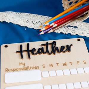 Customized Wooden Daily Responsibility Board, Reusable Daily Routine ...