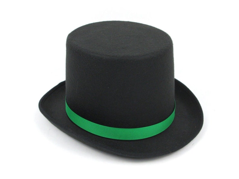 BLACK TOP HAT Costumes Ribbon Magician Gentleman Felt 6" Tall 20s ...