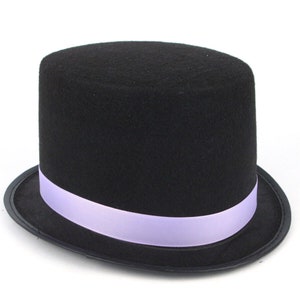 BLACK TOP HAT Kids Costumes Ribbon Magician Gentleman Felt 4.5" Tall 20s Formal Hat Dickens [new ...