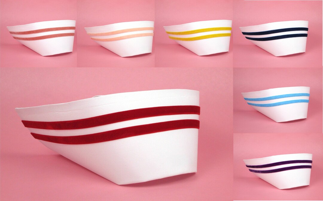 NURSE'S HAT White Nurse's Cap Sister's Scrub Velvet Color Band Stripe ...