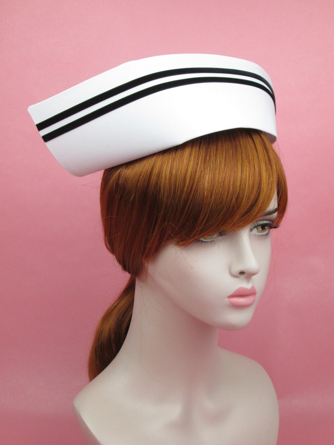 NURSE HAT Vintage Traditional White Nurse's Cap Sister's Scrub Black ...