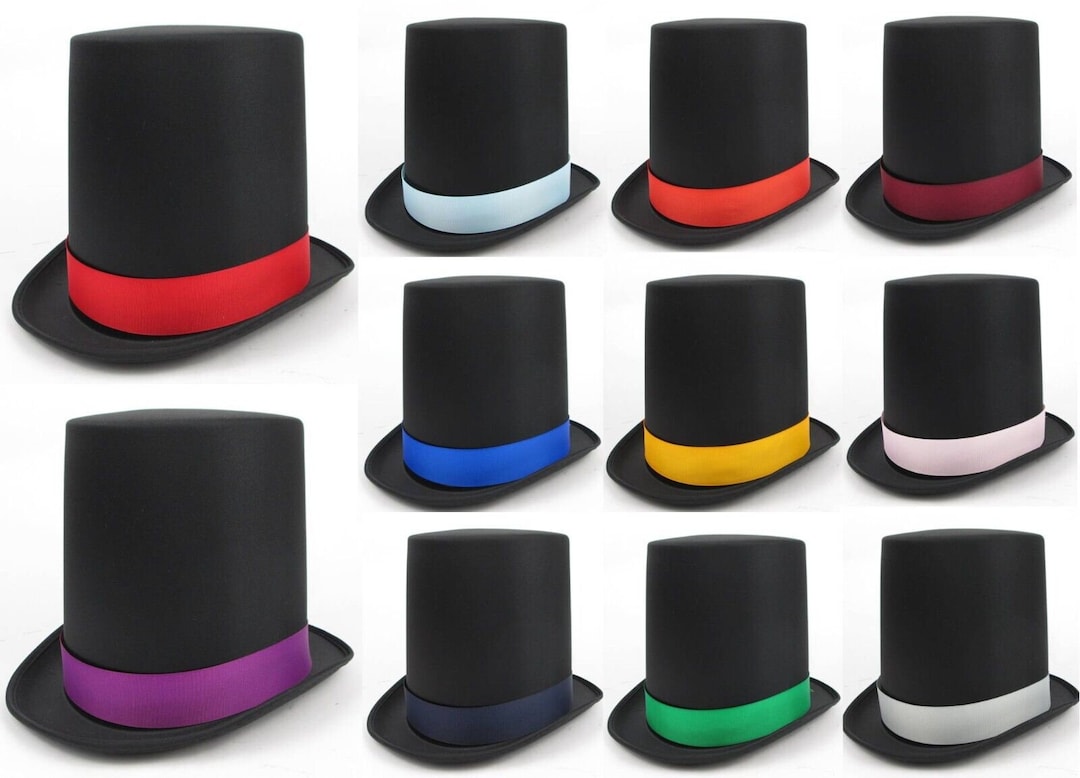Top Hat Ribbon Red Pink Green Blue Purple Orange Stove Pipe Costume ...
