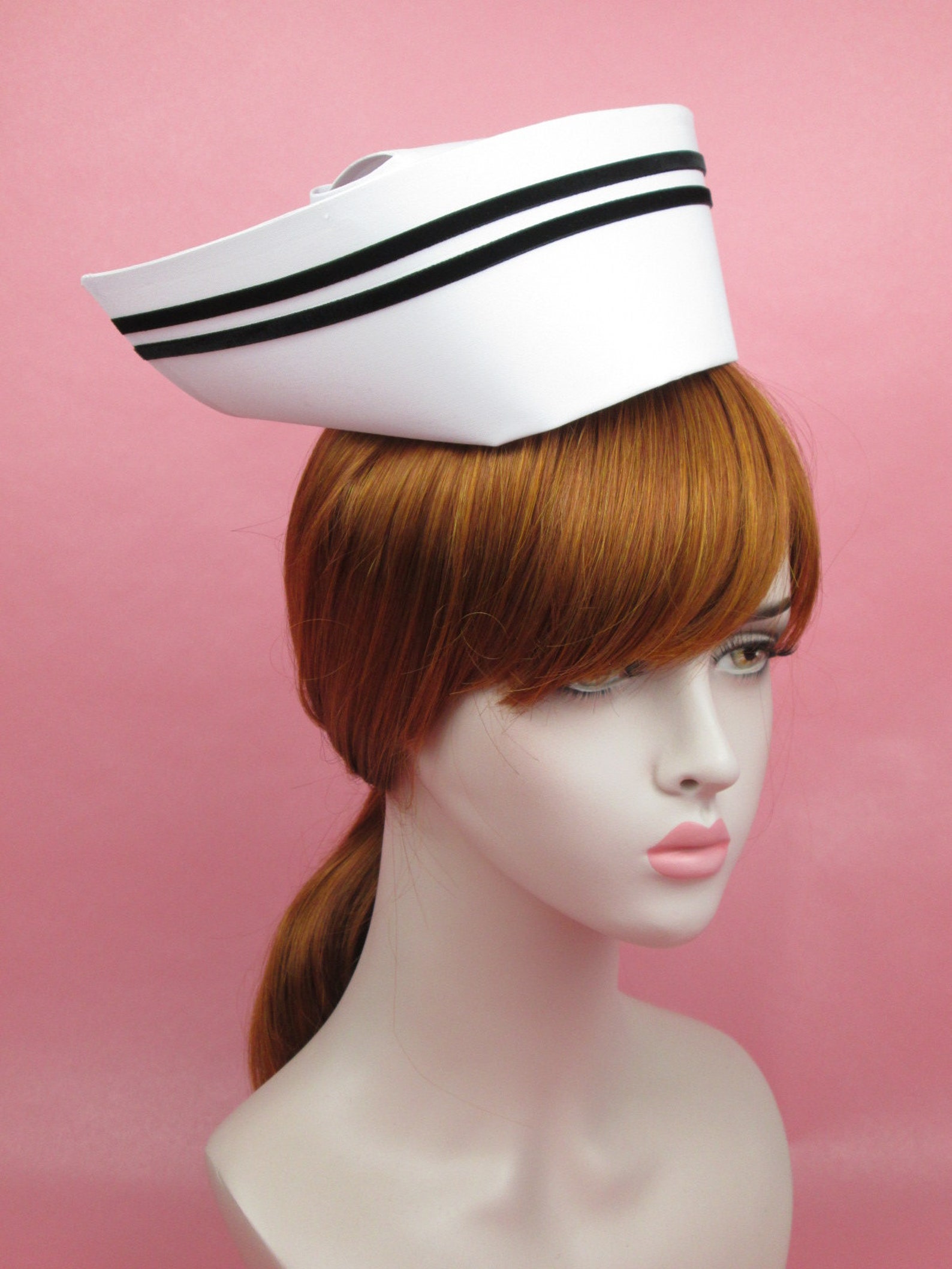 NURSE HAT Vintage Traditional White Nurse's Cap Sister's Scrub Black ...