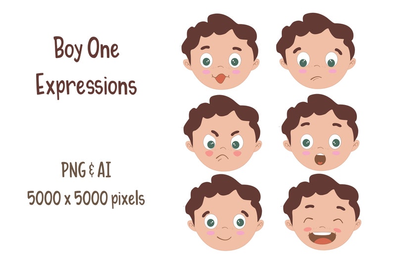 Boy 1: Character Bundle and Expressions - Etsy