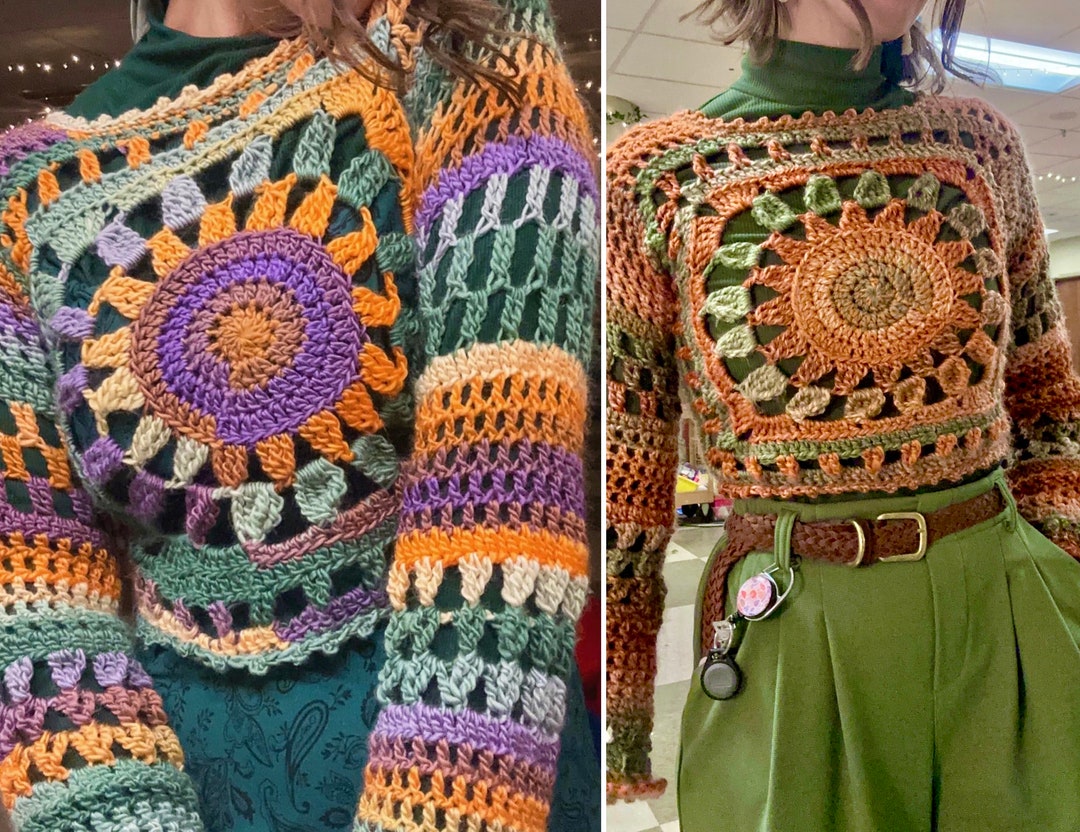 Flower Power Crochet Sweater Pattern - Etsy