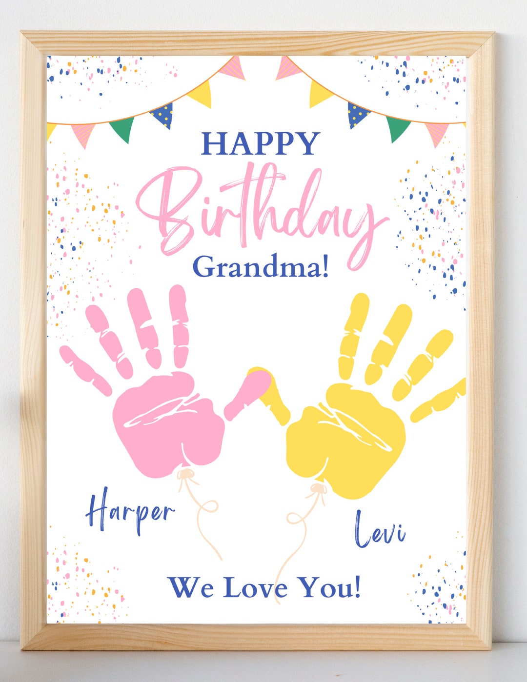 Birthday Card With 2 Sibling Handprints for Grandma, Nanny, Nana ...