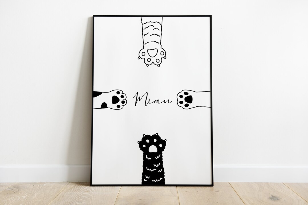 Cat Paw Print Wall Art Instant Download Print Digital Print Poster Cat ...