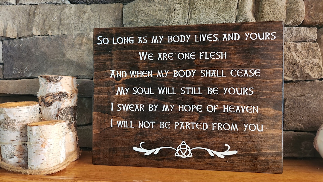 Outlander One Flesh Sign, Never Part Sign, Outlander Decor, Wedding ...