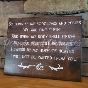 Outlander One Flesh Sign, Never Part Sign, Outlander Decor, Wedding ...