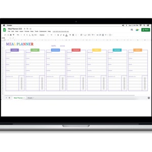 Easy Weekly Meal Planner Google Sheets Instant Download - Etsy