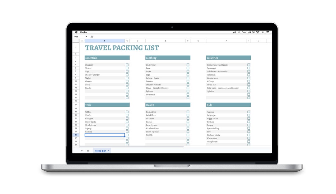 Editable Travel Packing List Google Sheets Instant Download - Etsy