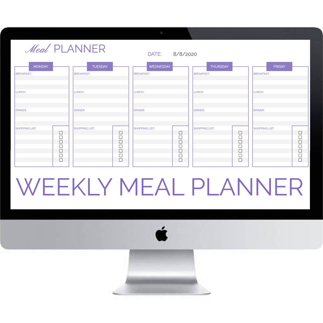 Easy Weekly Meal Planner Google Sheets Instant Download - Etsy