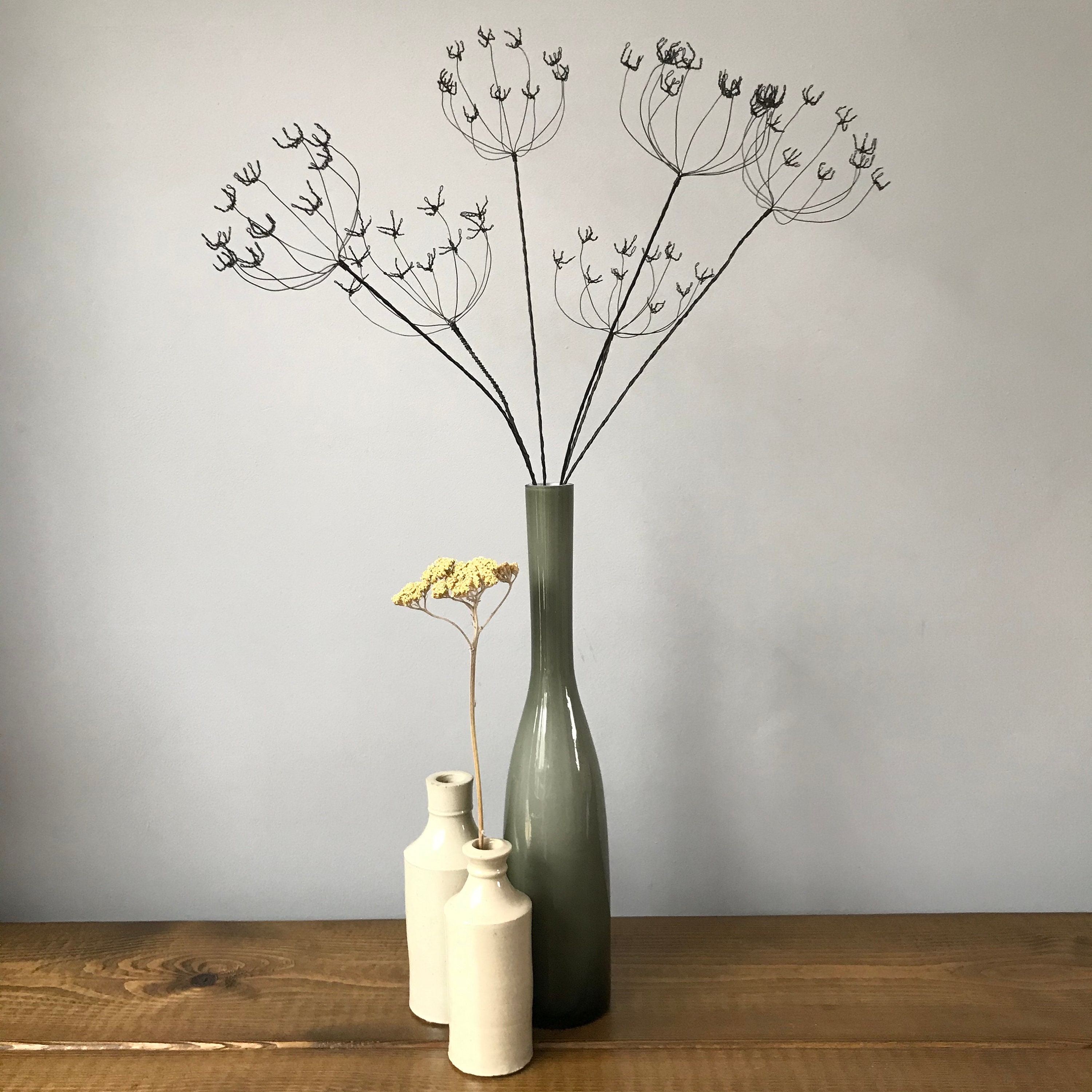 Cow Parsley Wire Flower Collection-three Floral Stems-wire Art ...