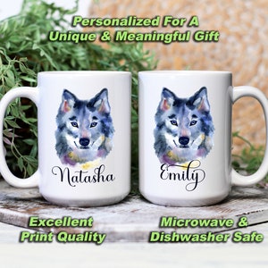 Wolf Mug - Personalised Wolf Gift - Wolf Coffee Cup - Wolfdog Mug ...